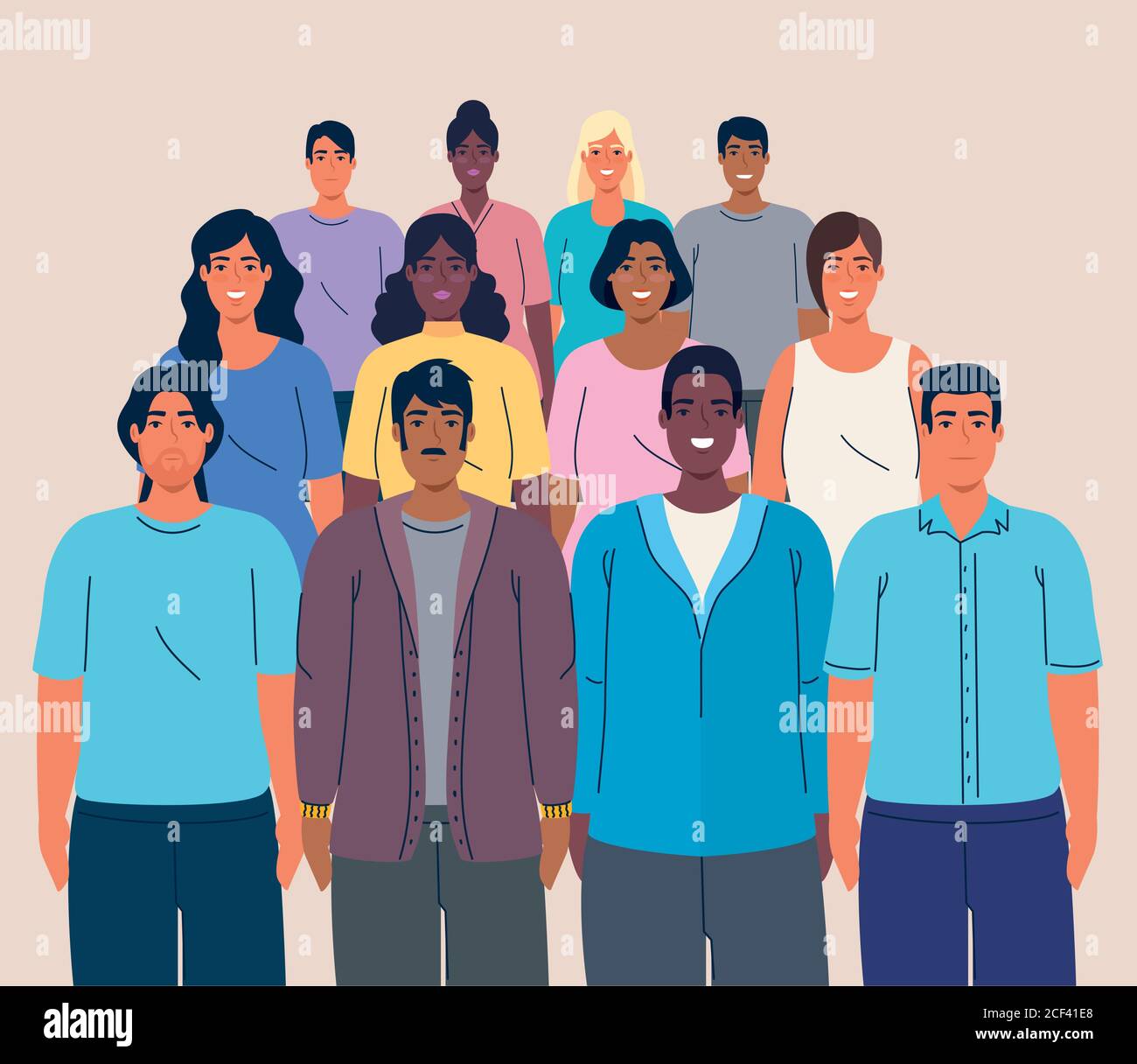 crowd of people together multi ethnic, concept of diversity and ...