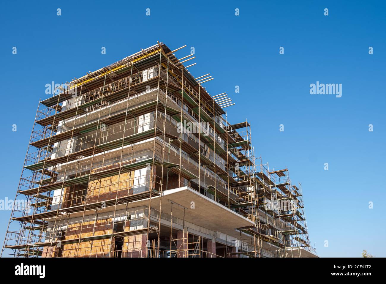 residential building construction site against a blue clear sky Stock ...