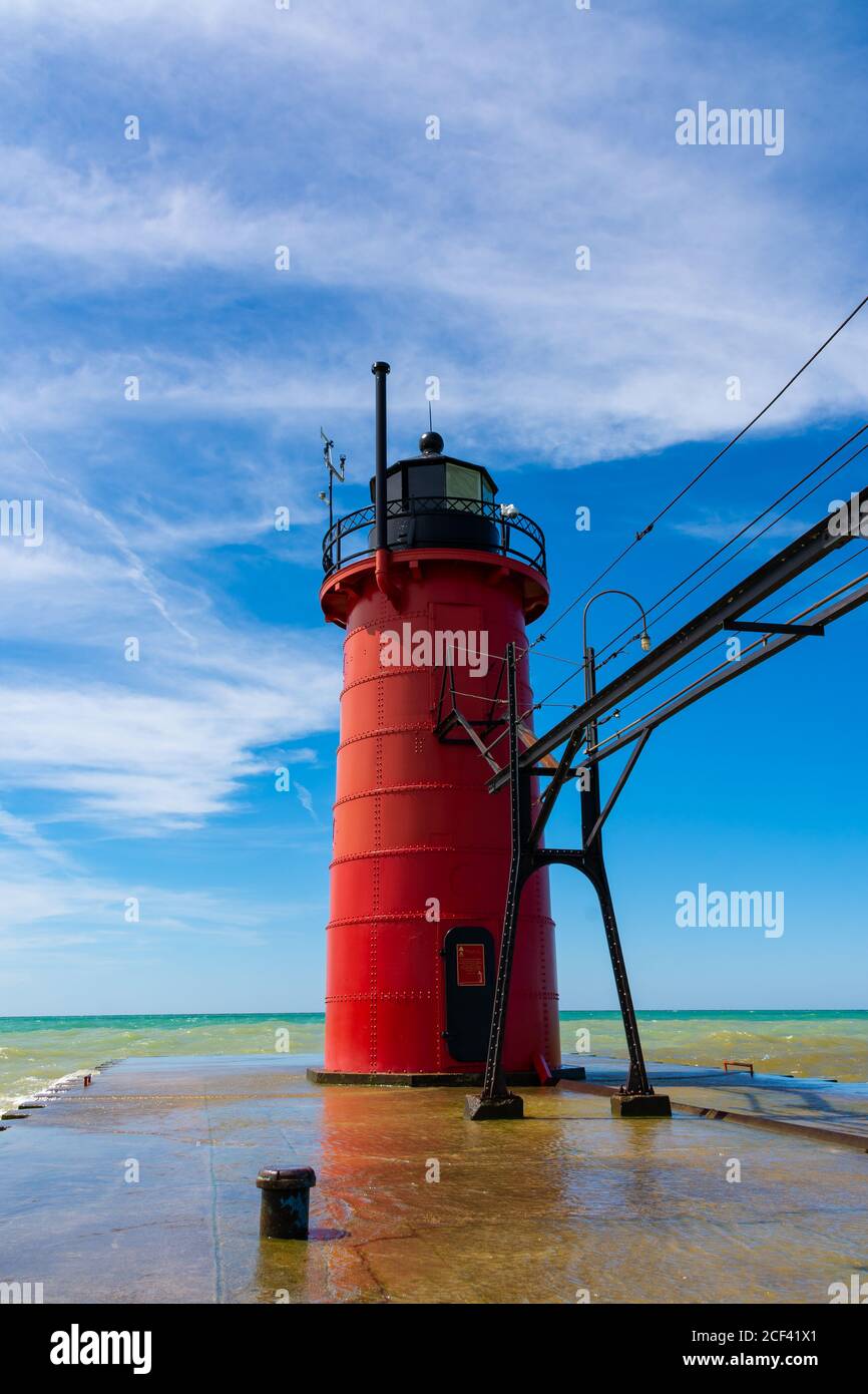 Lighthouse on Lake Michigan on a beautiful Summer afternoon. South ...