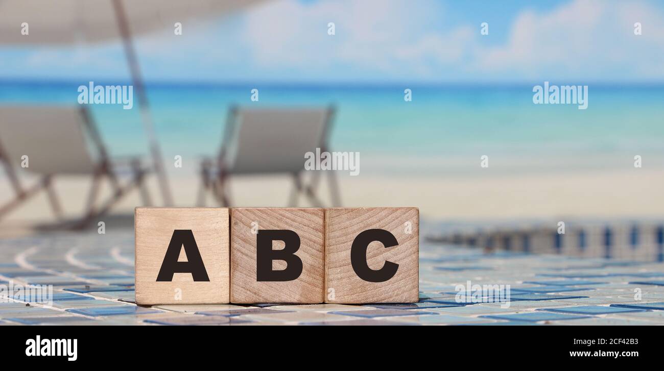 Alphabet blocks ABC. Ocean landscape. Education online concept Stock ...