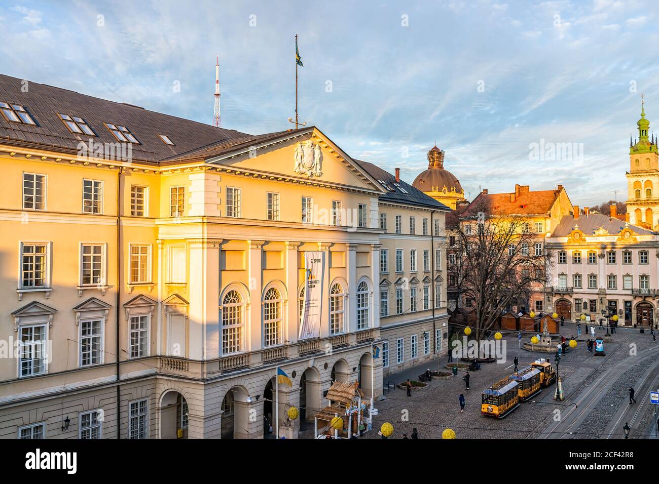 Lviv, Ukraine - January 21, 2020: Old town rynok famous square in Lvov ...