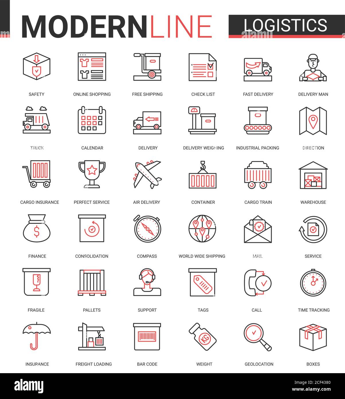 Logistics transportation, delivery service flat line icon vector ...