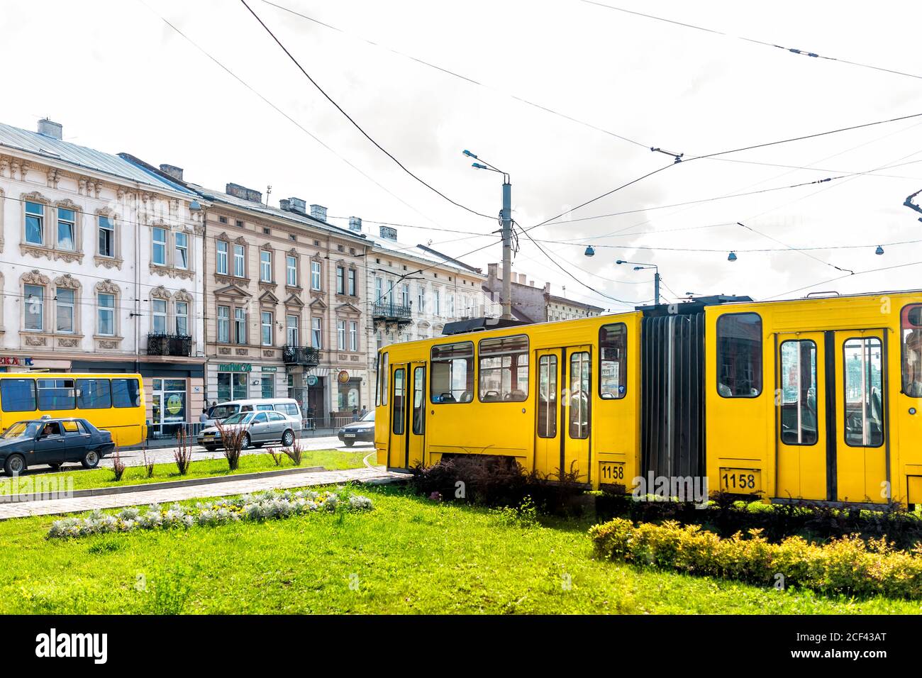 Lviv, Ukraine - August 1, 2018: Outside of Lvov train station building ...