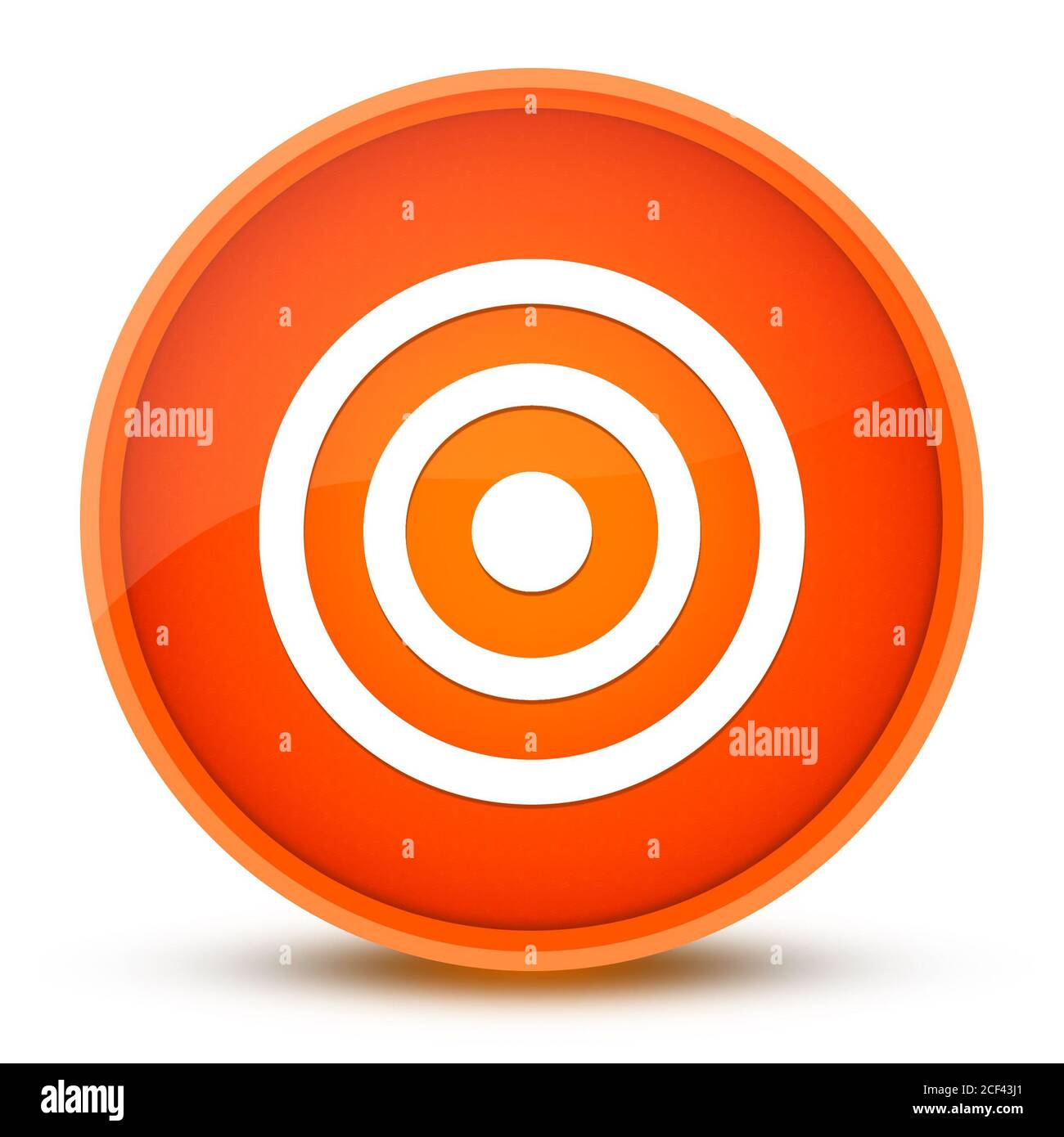 Target icon isolated on glossy orange round button abstract ...