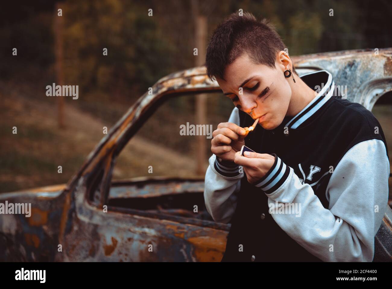 Lighting Cigarette With Match