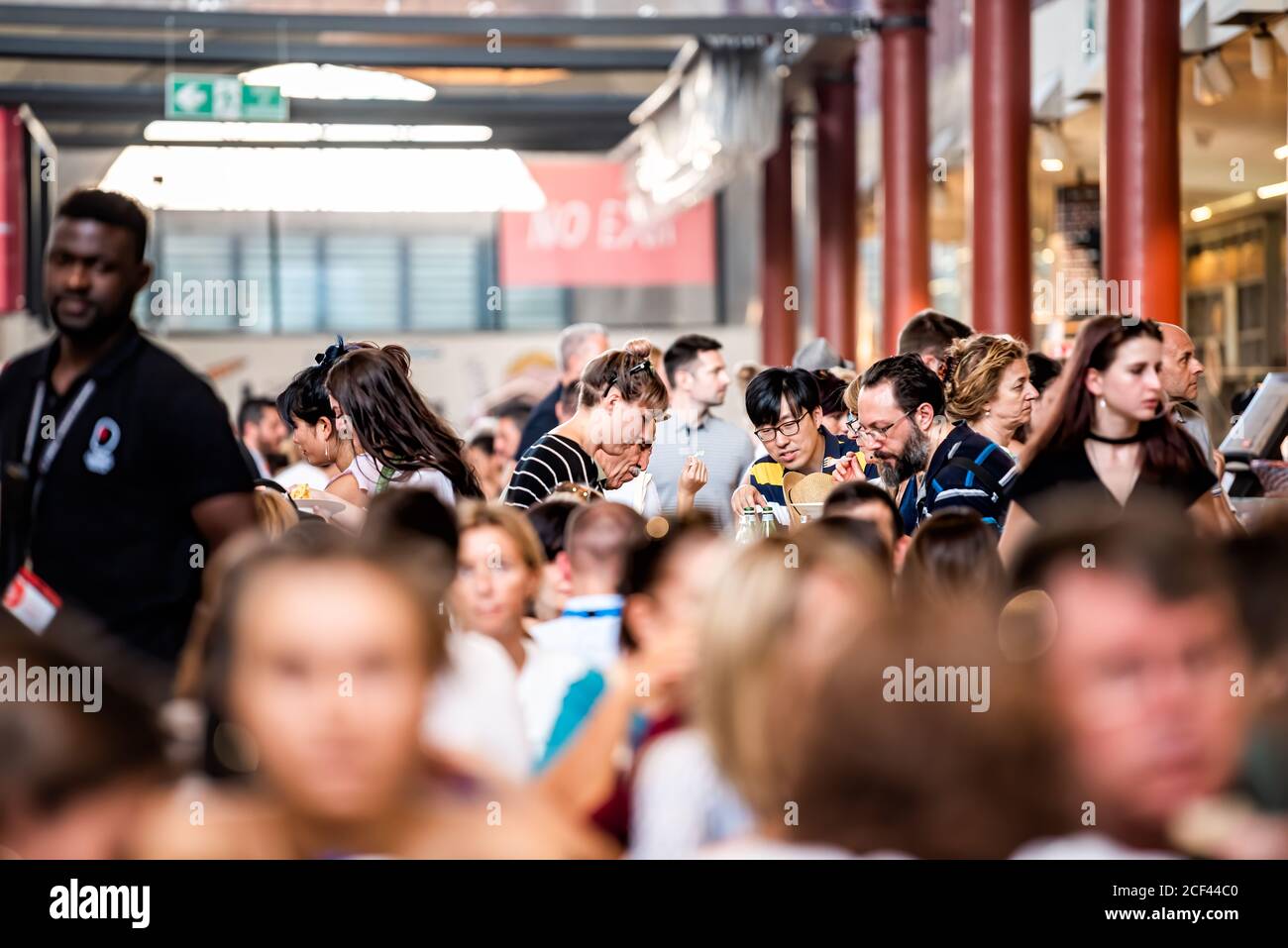 Florence, Italy - August 30, 2018: Firenze central market with many ...