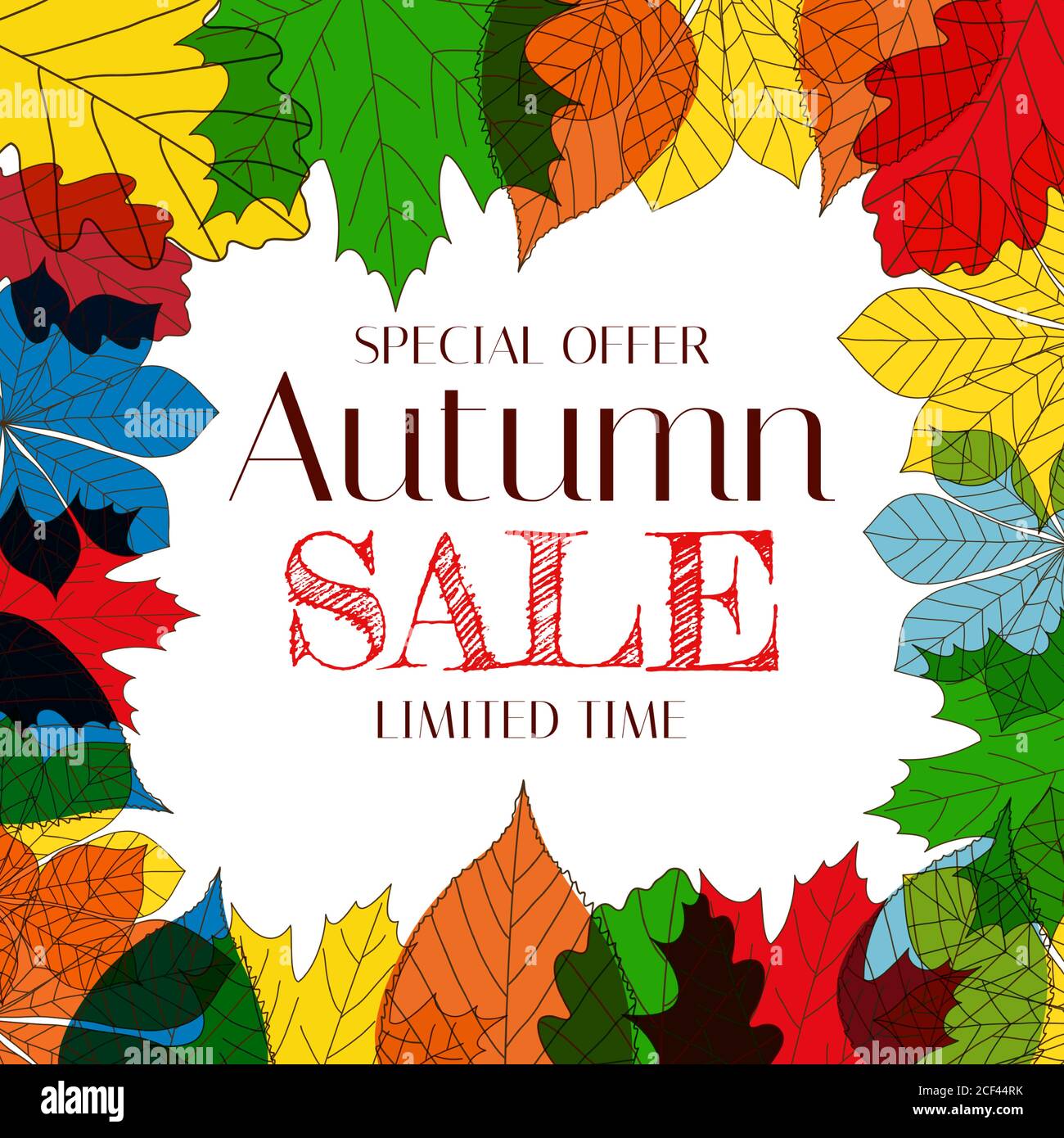 Autumn Sale Background Template with leaves. Special offer. Limited ...