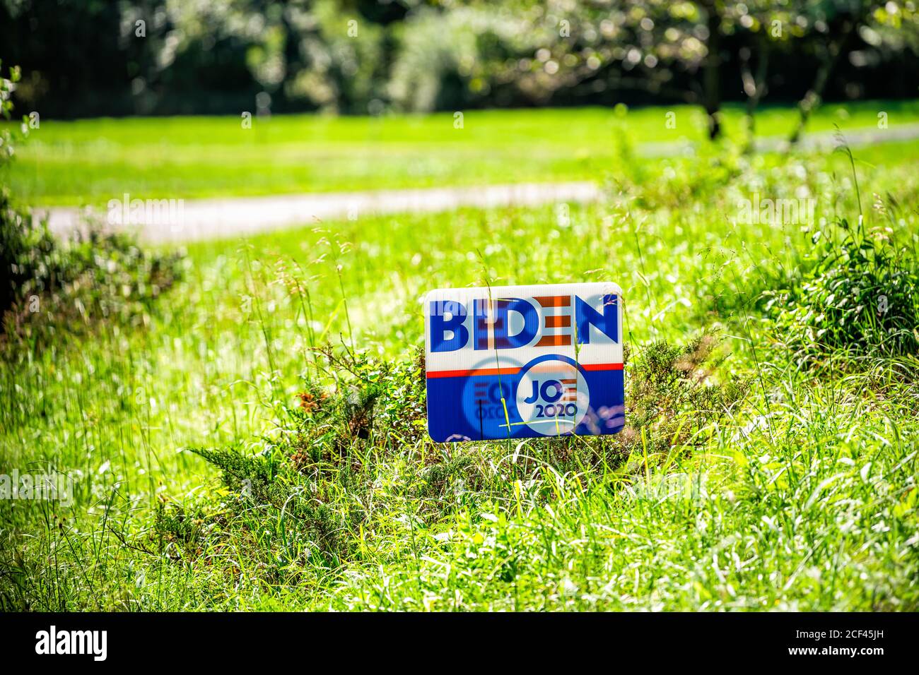 Afton, USA - August 30, 2020: Presidential election political sign ...