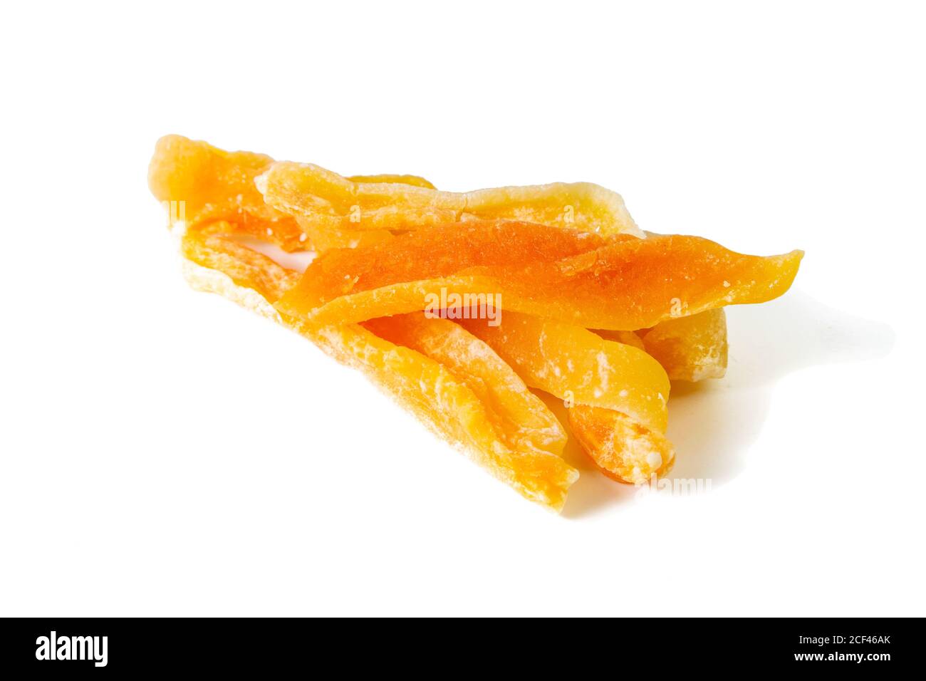 Dried melon slices isolated on white background. Front views, close-up ...