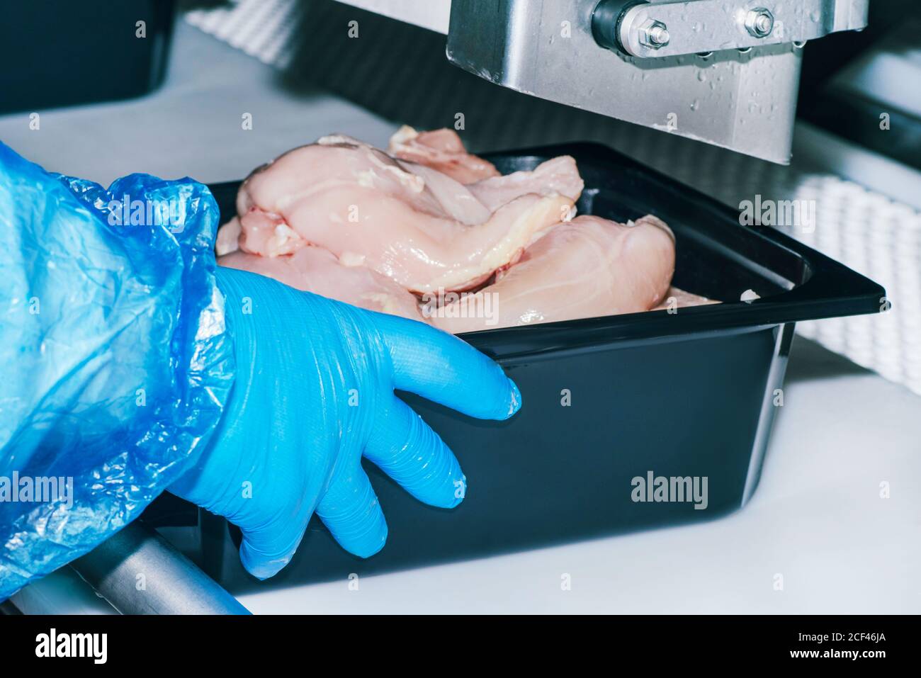 Food industry detail with poultry meat processing.Factory for the ...