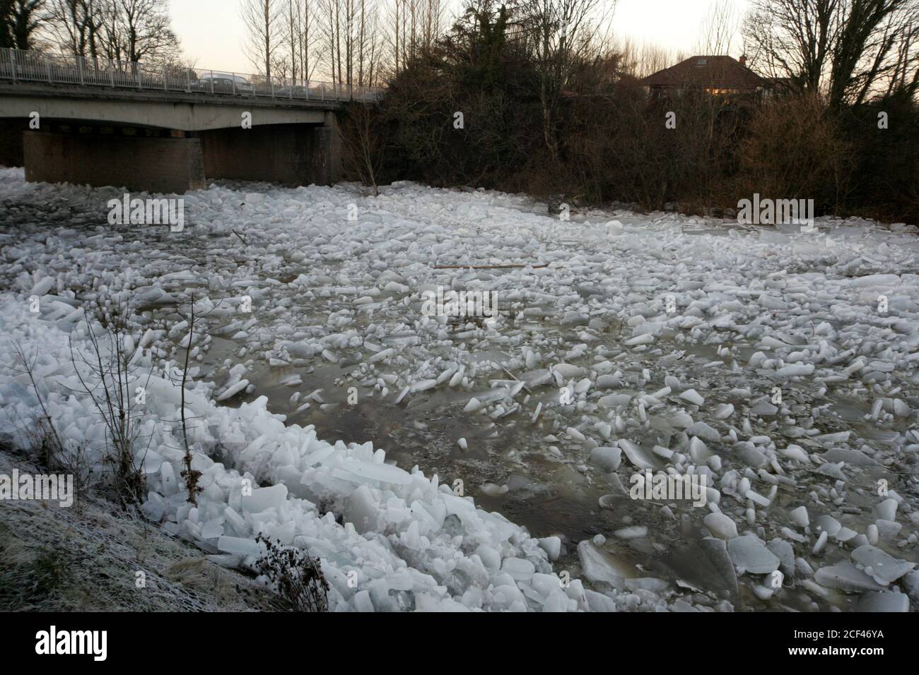 River Ayr, Ayrshire, Scotland, 13 Dec 2010, Unusual ice formation as a ...