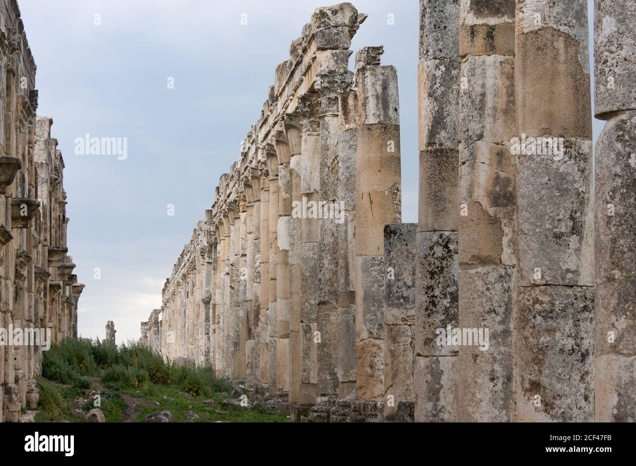 Apamea Syria, ancient ruins with famous colonnade before damage in the ...