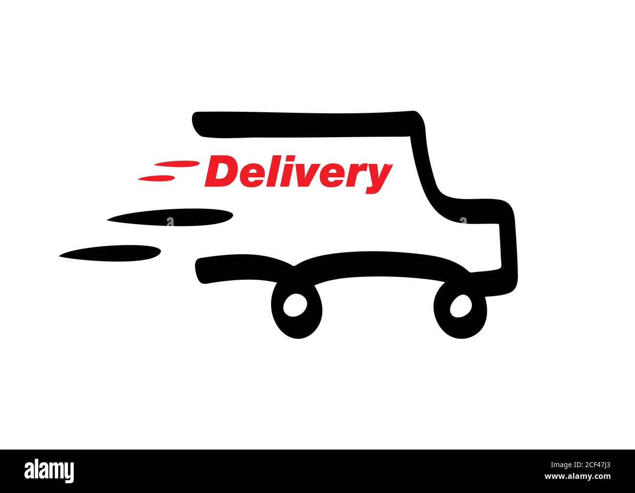 Delivery car icon. Simple logo express delivery. Hand drawing vector ...