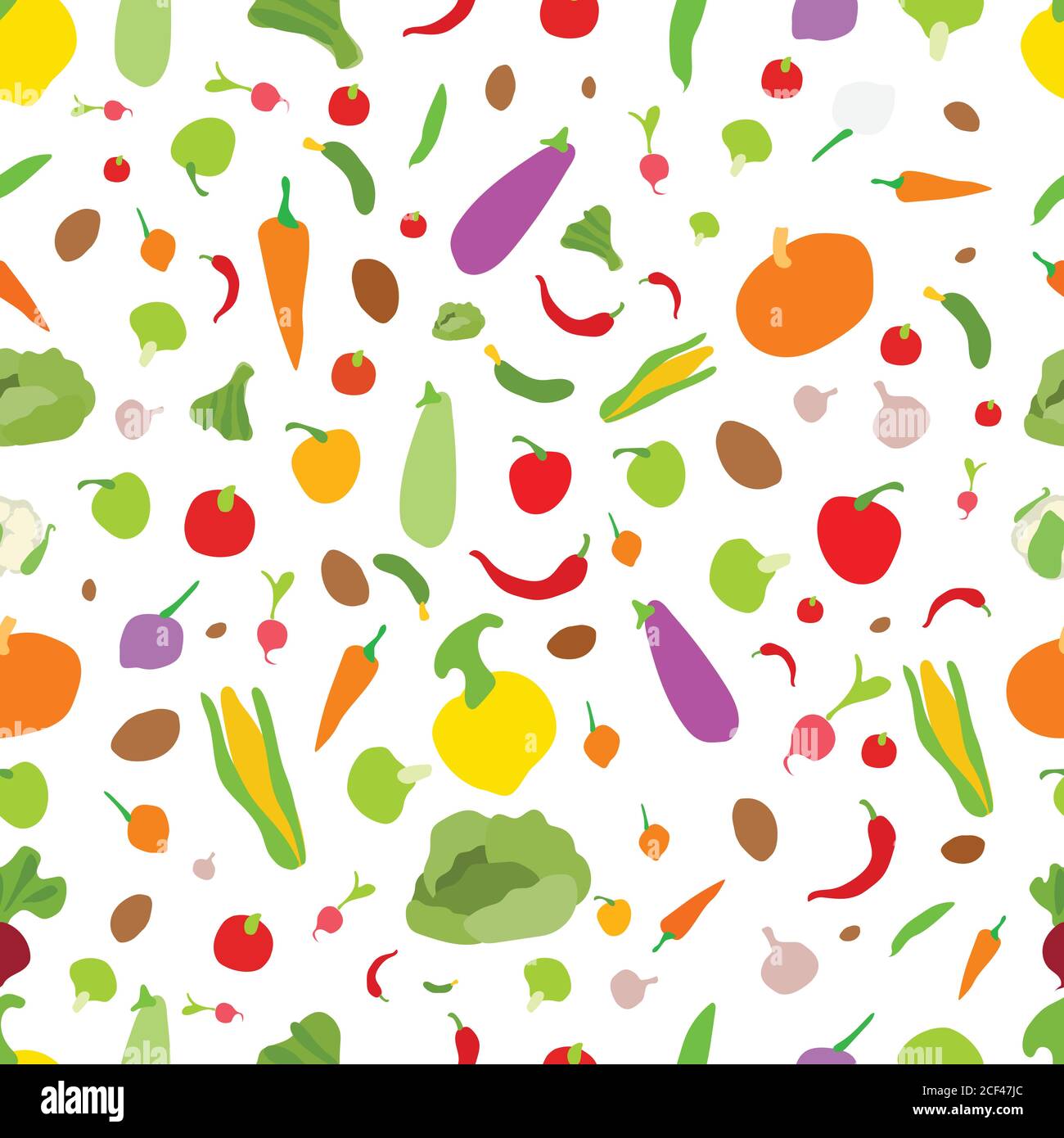 Vegetables doodle seamless pattern. Simple flat style. Vector ...