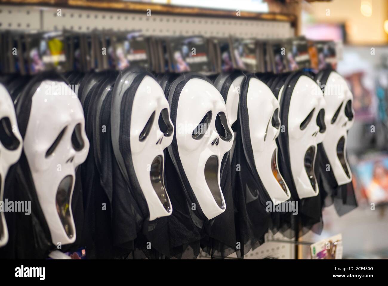 Halloween mask from supermarket shelf.Mask horrible for Halloween in ...