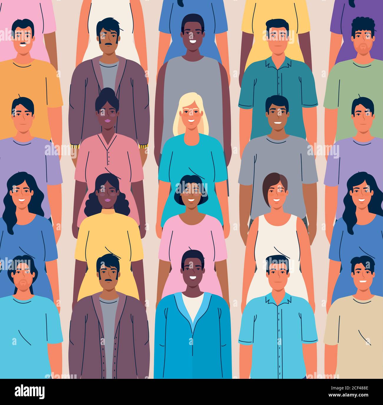 crowd people together multi ethnic, diversity and multiculturalism ...