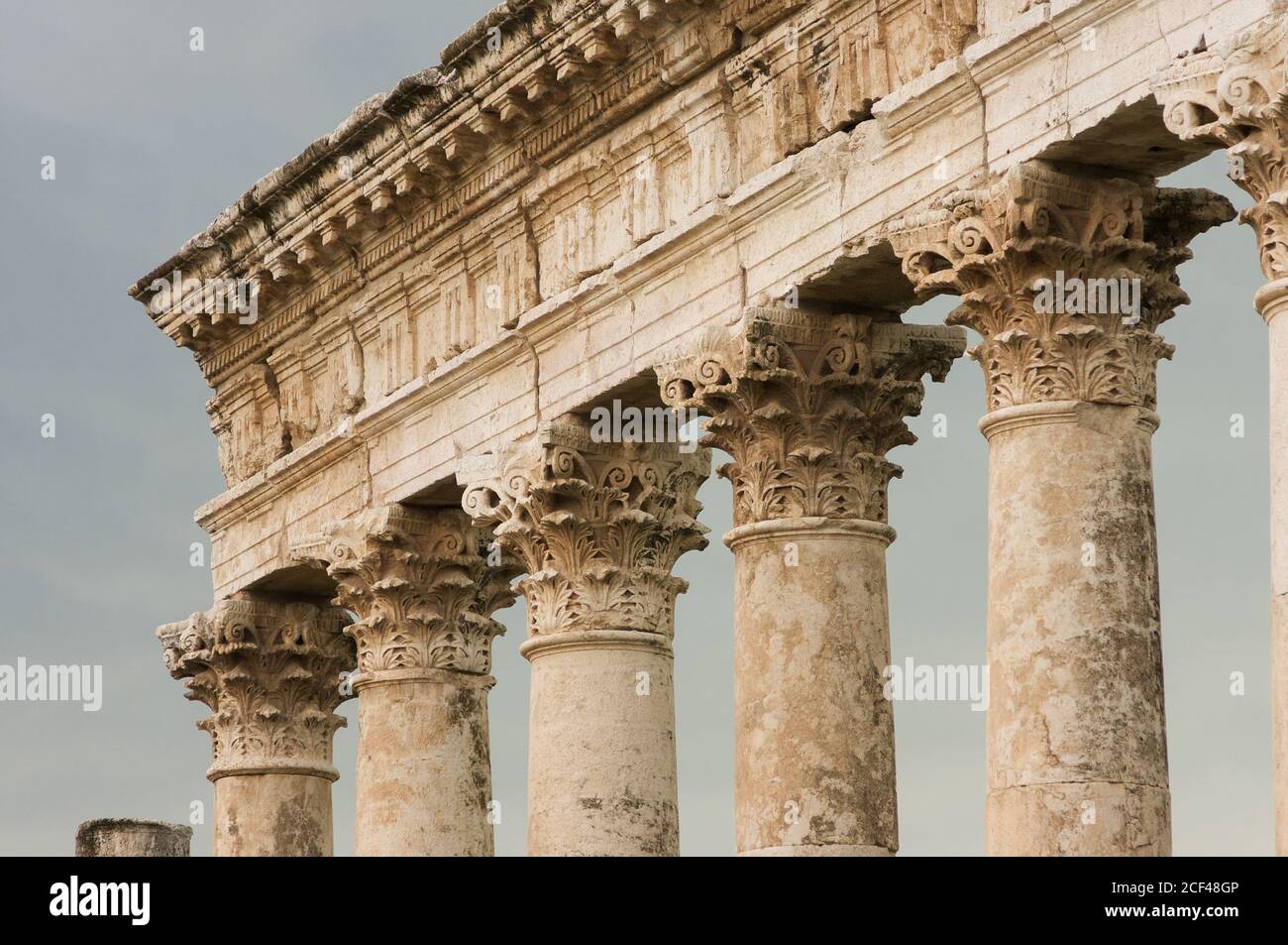 Apamea Syria, ancient ruins with famous colonnade before damage in the ...