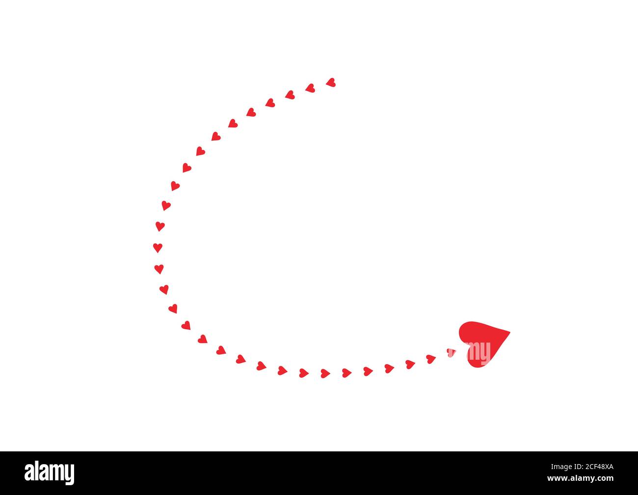 Red Arrow with heart icon isolated on white background. For Valentine's ...