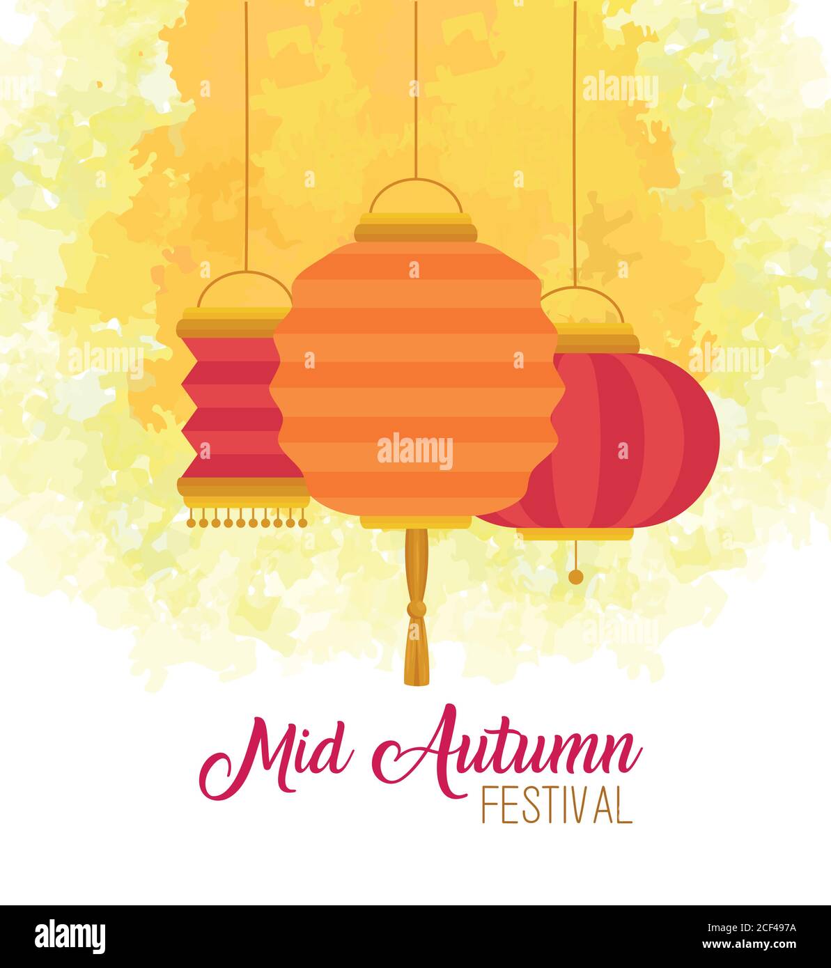 chinese mid autumn festival with lanterns hanging decoration Stock ...