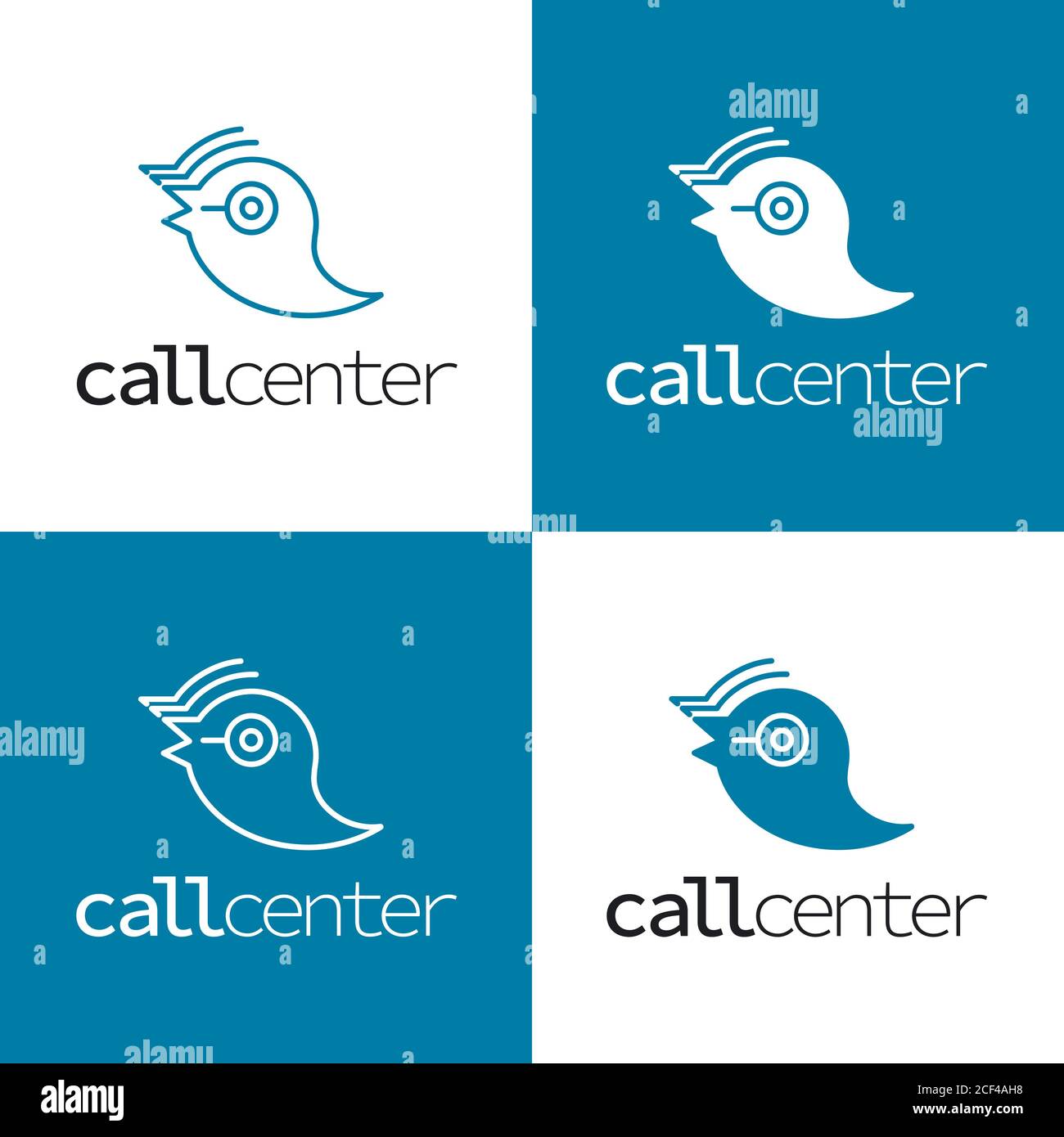 Call center logo design. Abstract bird in headphones and microphone ...