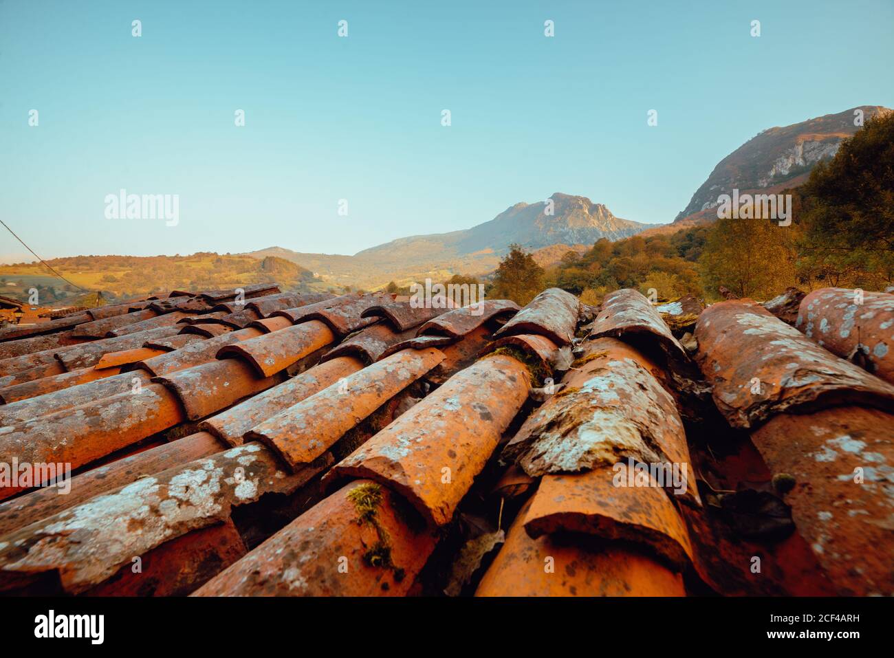 Close-up old rustic grungy roof tile texture background Stock Photo - Alamy