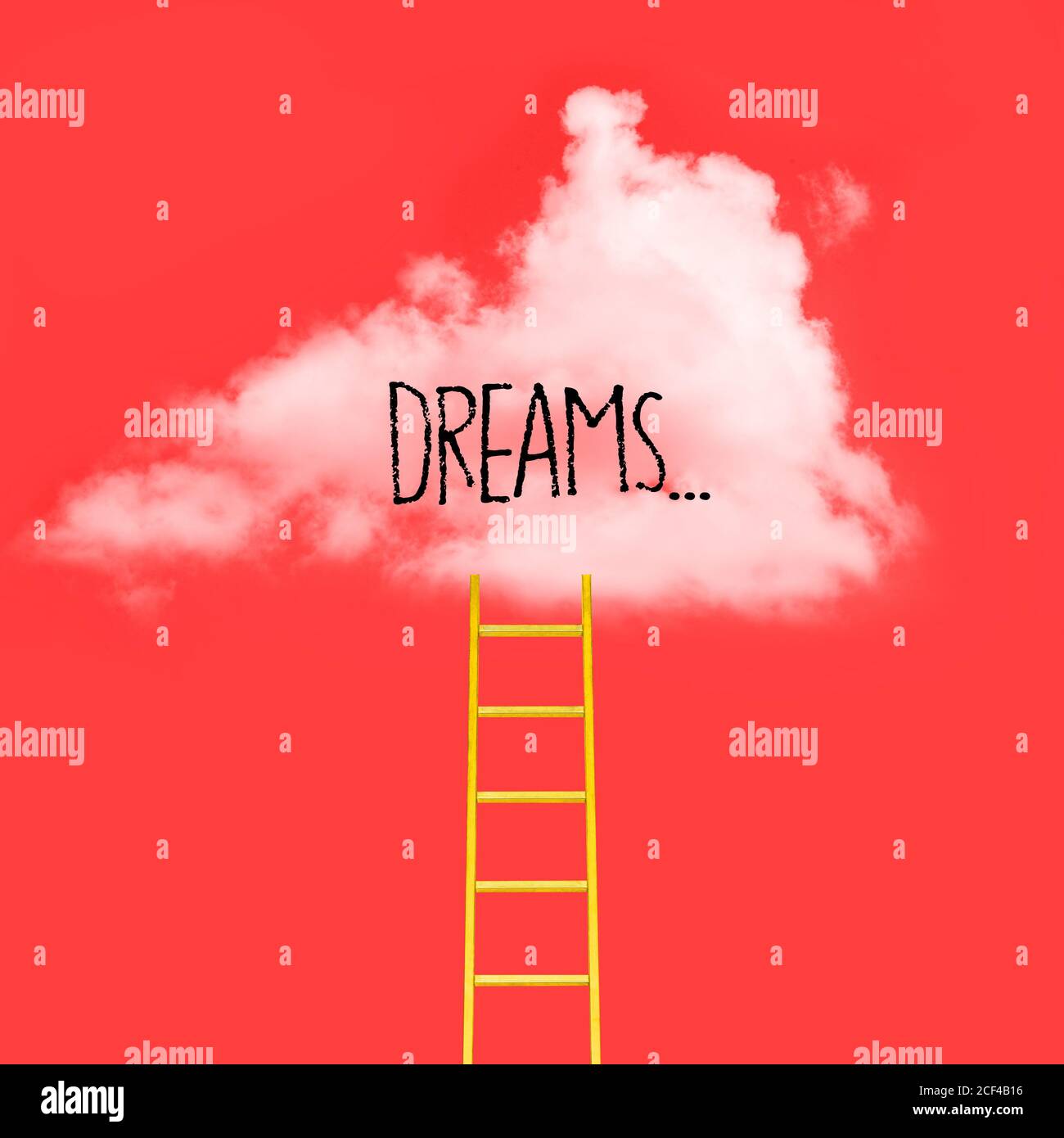 White cloud on a red background and a Dream phrase. Creative concept ...