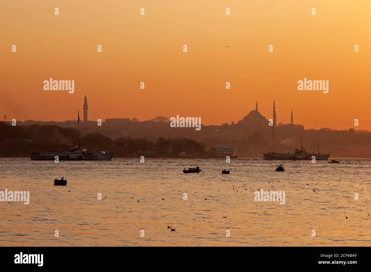 Istanbul View of the sunset in the rays of the sun. Istanbul is the ...