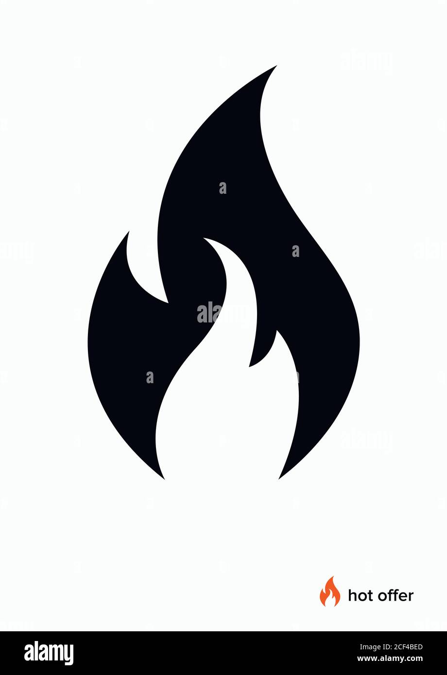 Black fire flat icon isolated on white background for danger concept or ...