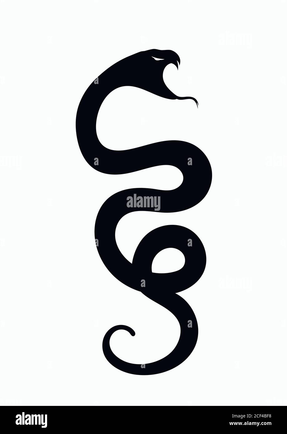 Black silhouette snake. Isolated symbol or icon snake on white ...