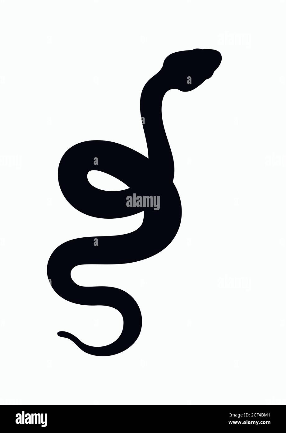 Black silhouette snake. Isolated symbol or icon snake on white ...