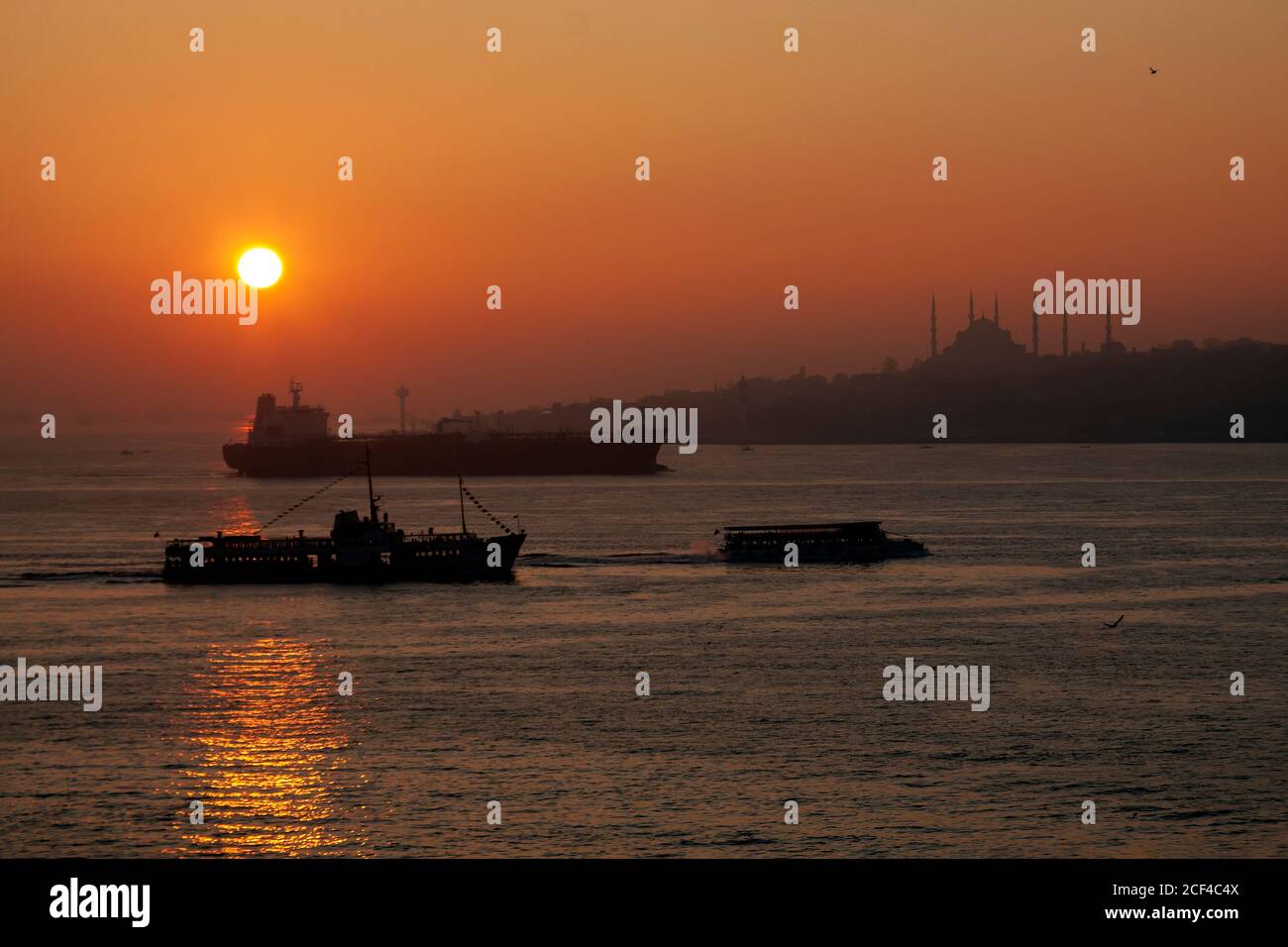Istanbul View of the sunset in the rays of the sun. Istanbul is the ...