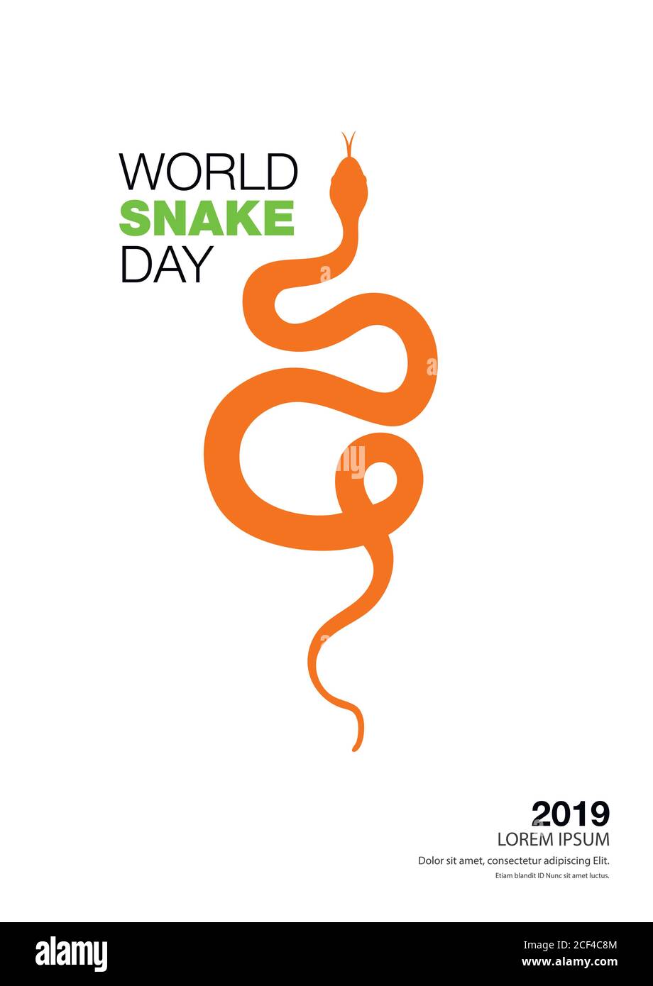 World snake day. Isolated symbol or icon snake on white background ...