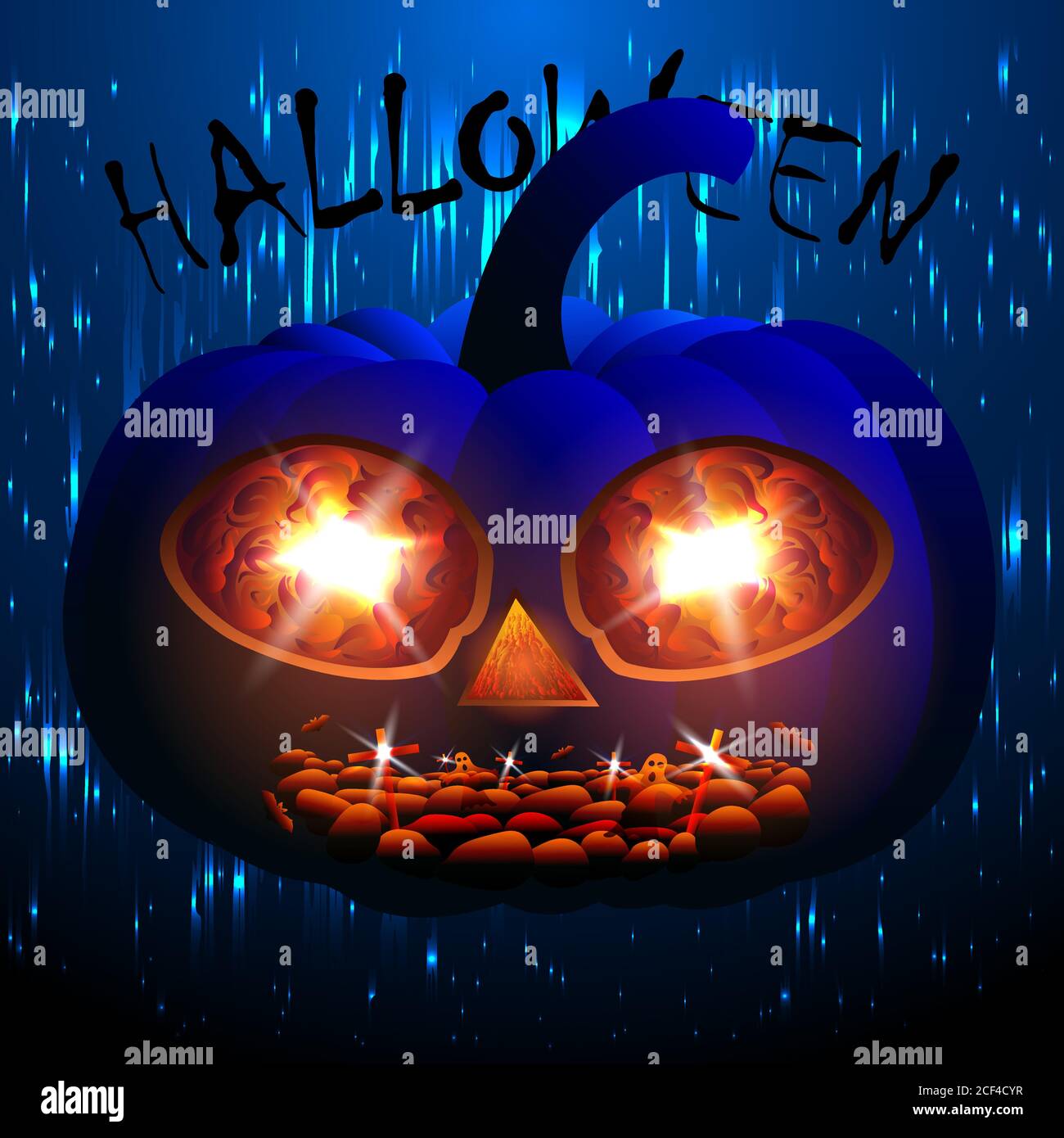 Halloween pumpkins on blue background. Vector illustration Stock Vector ...