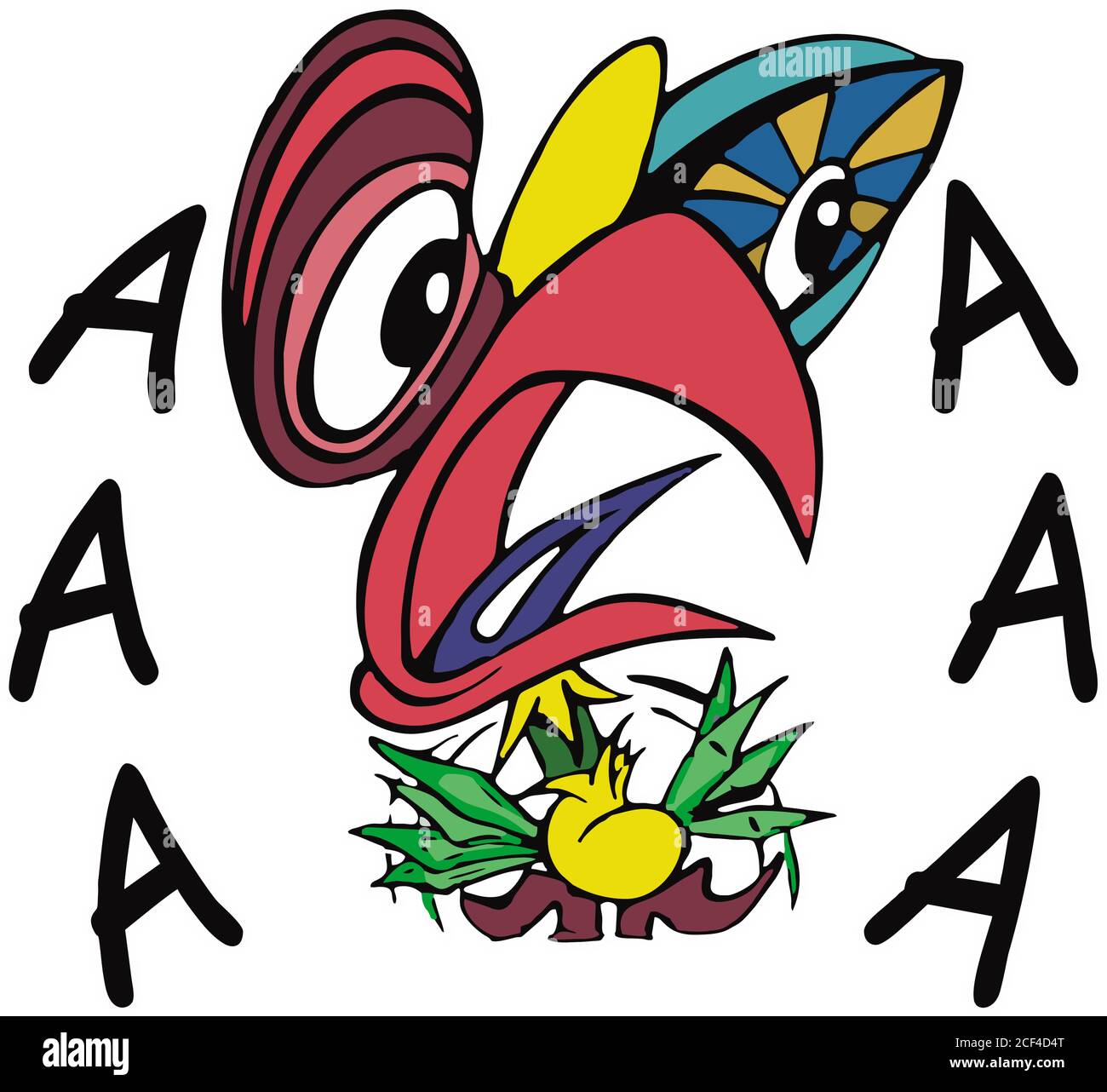 Scared Dirty Birdy with big colourful eyes is very impressed Stock ...