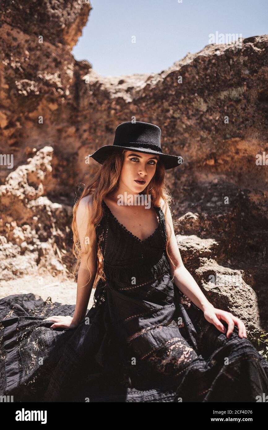 Beautiful female in ruins of old castle Stock Photo - Alamy