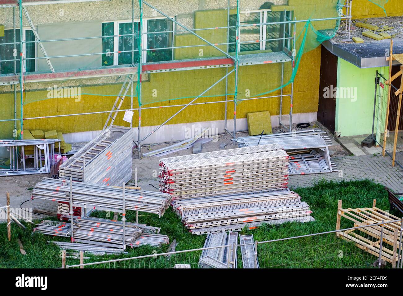 view of the residential building facade insulation construction site ...