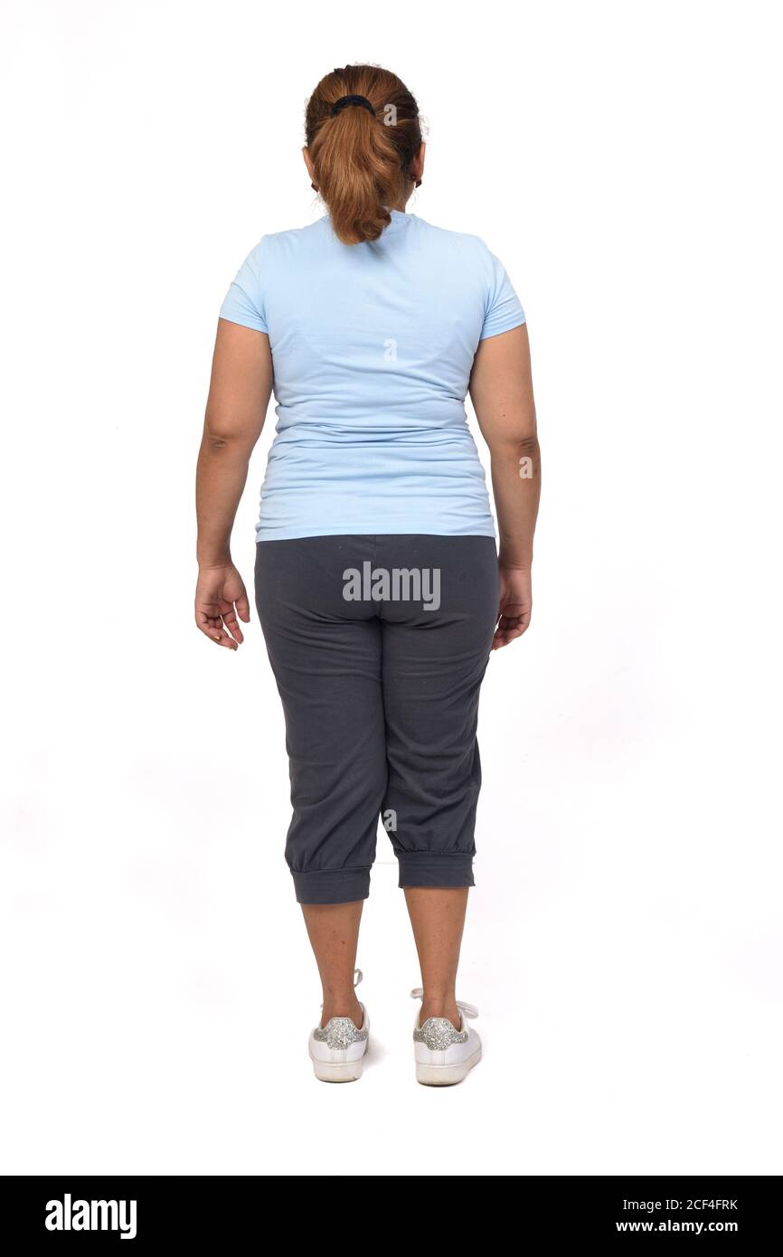 back view of a woman on white background Stock Photo - Alamy