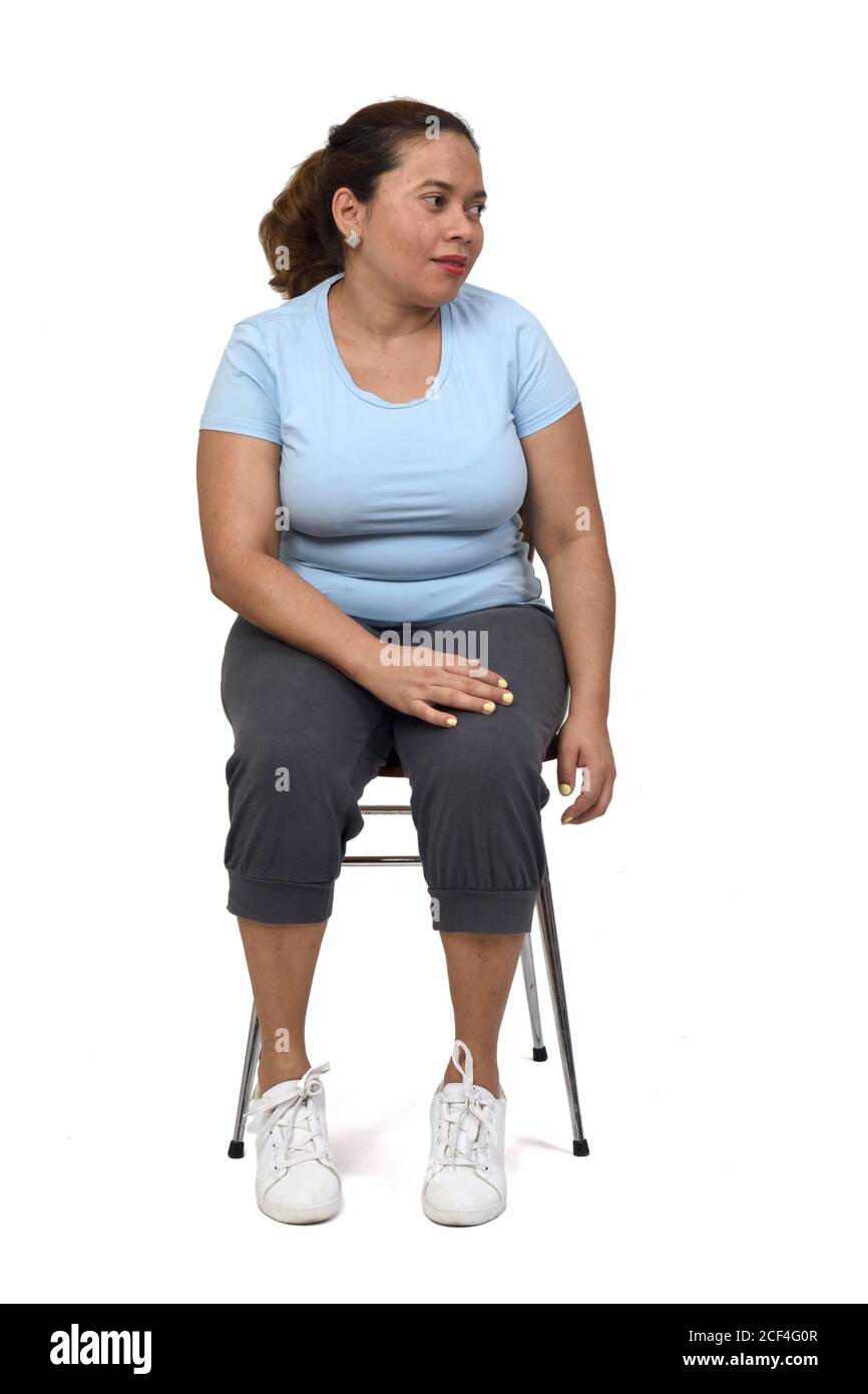 Woman sitting chair side view isolated hi-res stock photography and ...