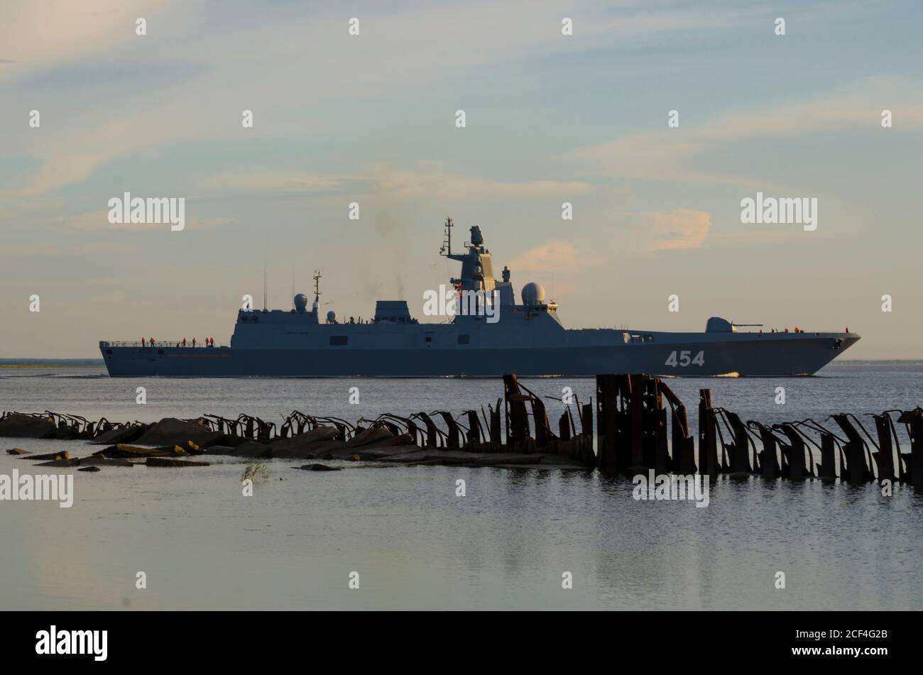 August, 2020 - Severodvinsk. Russian military frigate "Admiral Gorshkov ...