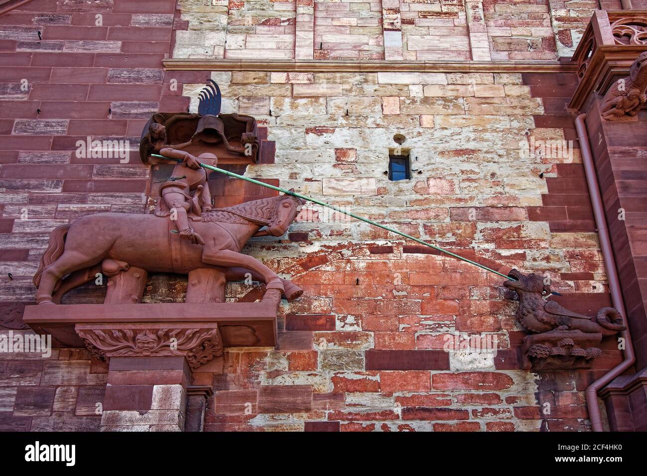 St. George Fighting a Dragon, exterior wall, equestrian statue, Munster ...
