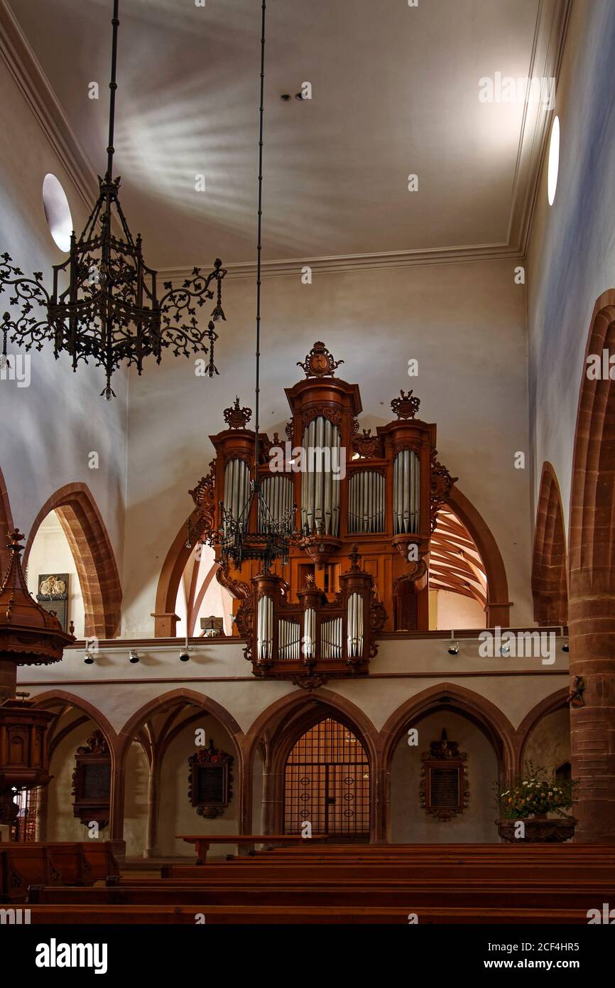 church interior, wood organ, pipes, musical instrument, wrought iron ...