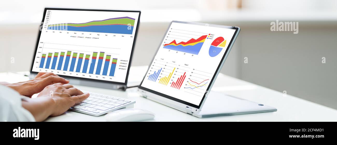 Analyst Women Looking At KPI Data On Computer Screen Stock Photo - Alamy