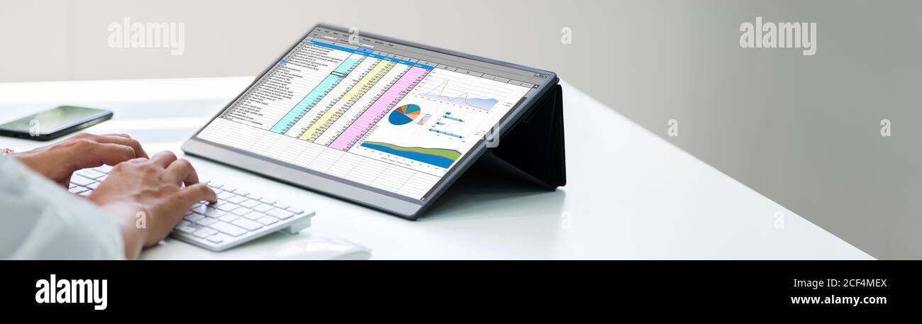 Spreadsheet Data Business Work On Office Tablet Stock Photo - Alamy