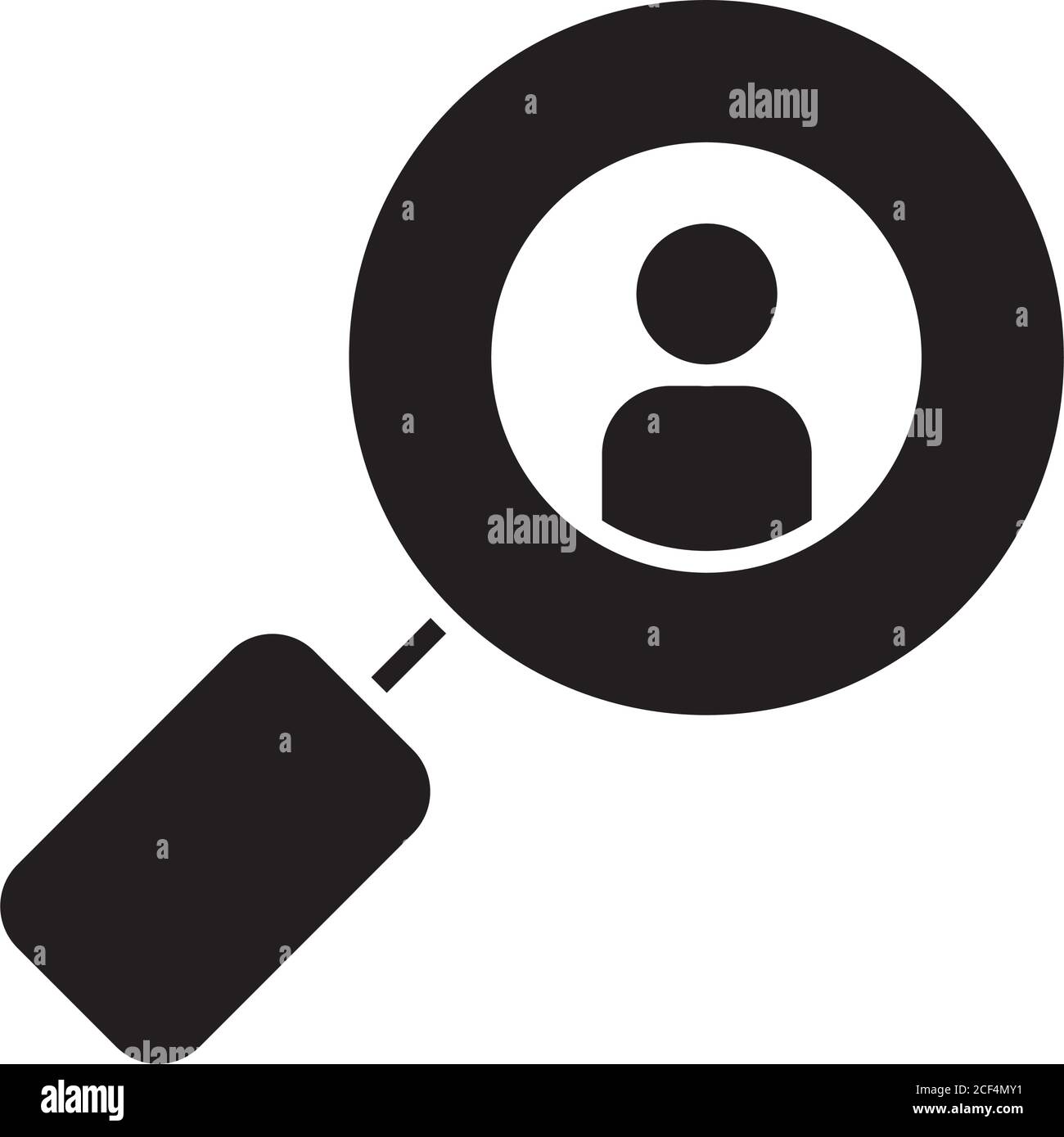 magnifying glass with avatar man icon over white background, silhouette ...