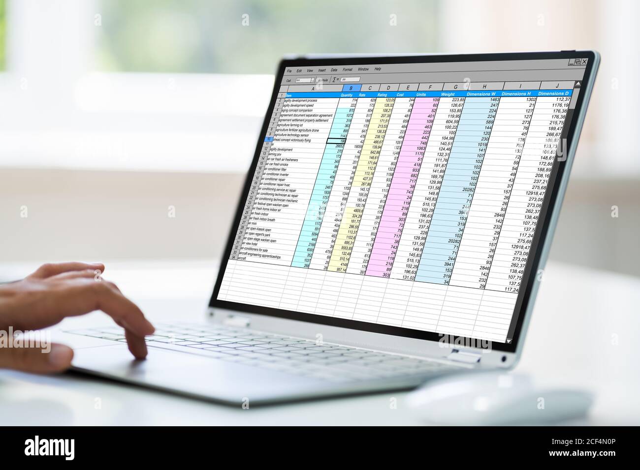 Computer Spreadsheet. Analyst Employee Working With Reports Stock Photo ...