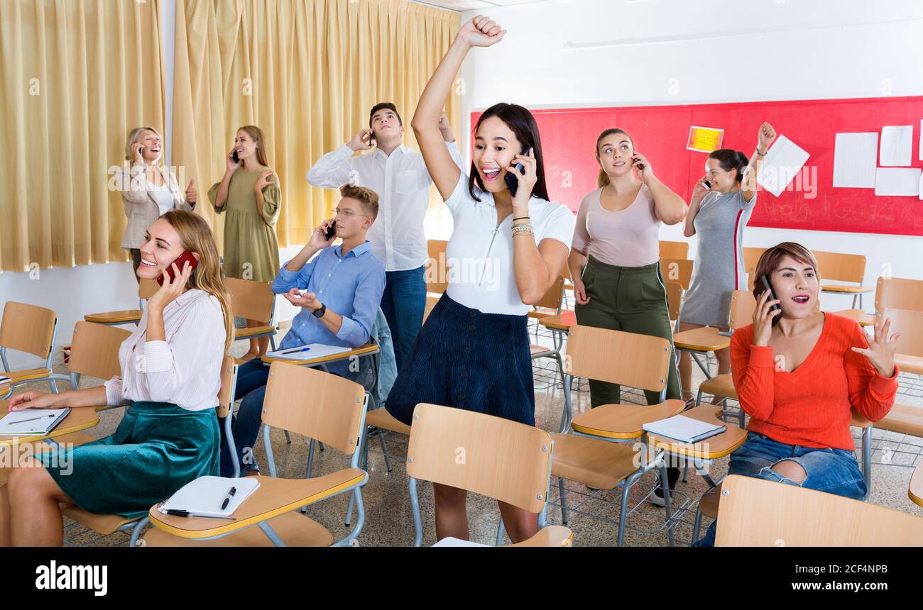 Group of adult happy cheerful positive students expressing happiness ...