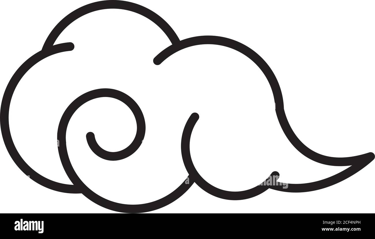 curly cloud sky white background linear style icon vector illustration Stock Vector Image & Art ...