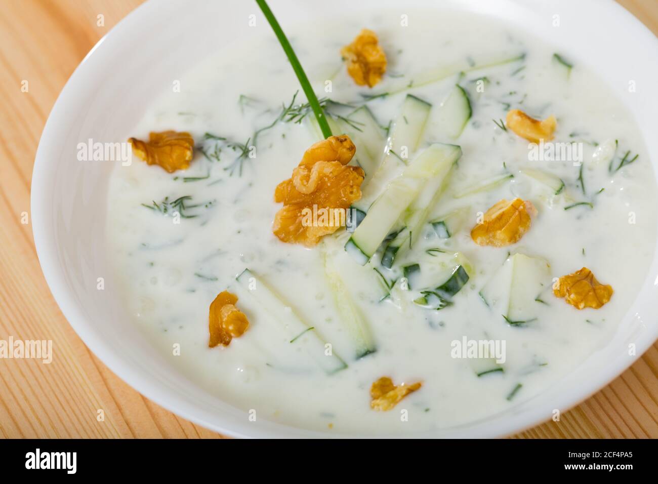 National Macedonian and Bulgarian dish Tarator - cold soup from yoghurt ...
