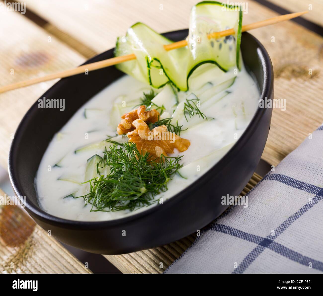 National Macedonian and Bulgarian dish Tarator - cold soup from yoghurt ...