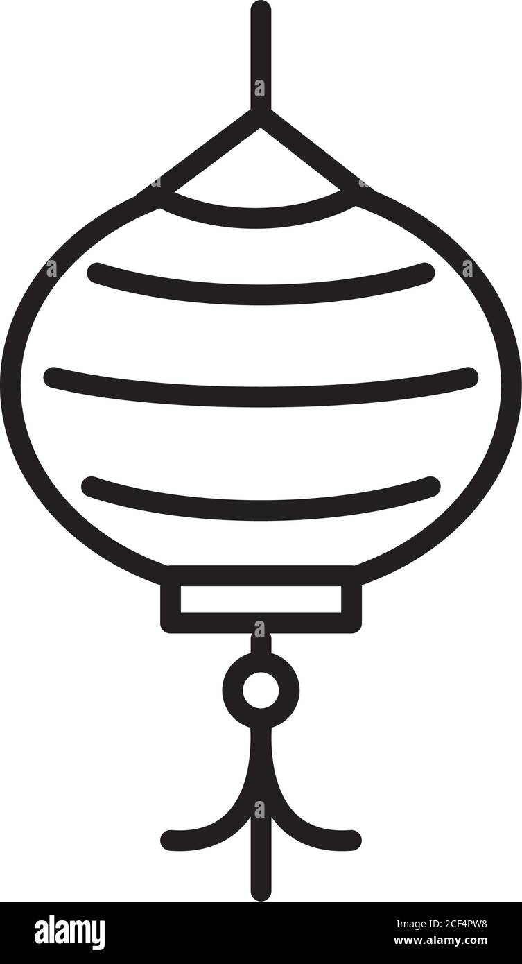 happy mid autumn festival, cute lantern decoration cartoon, line style ...